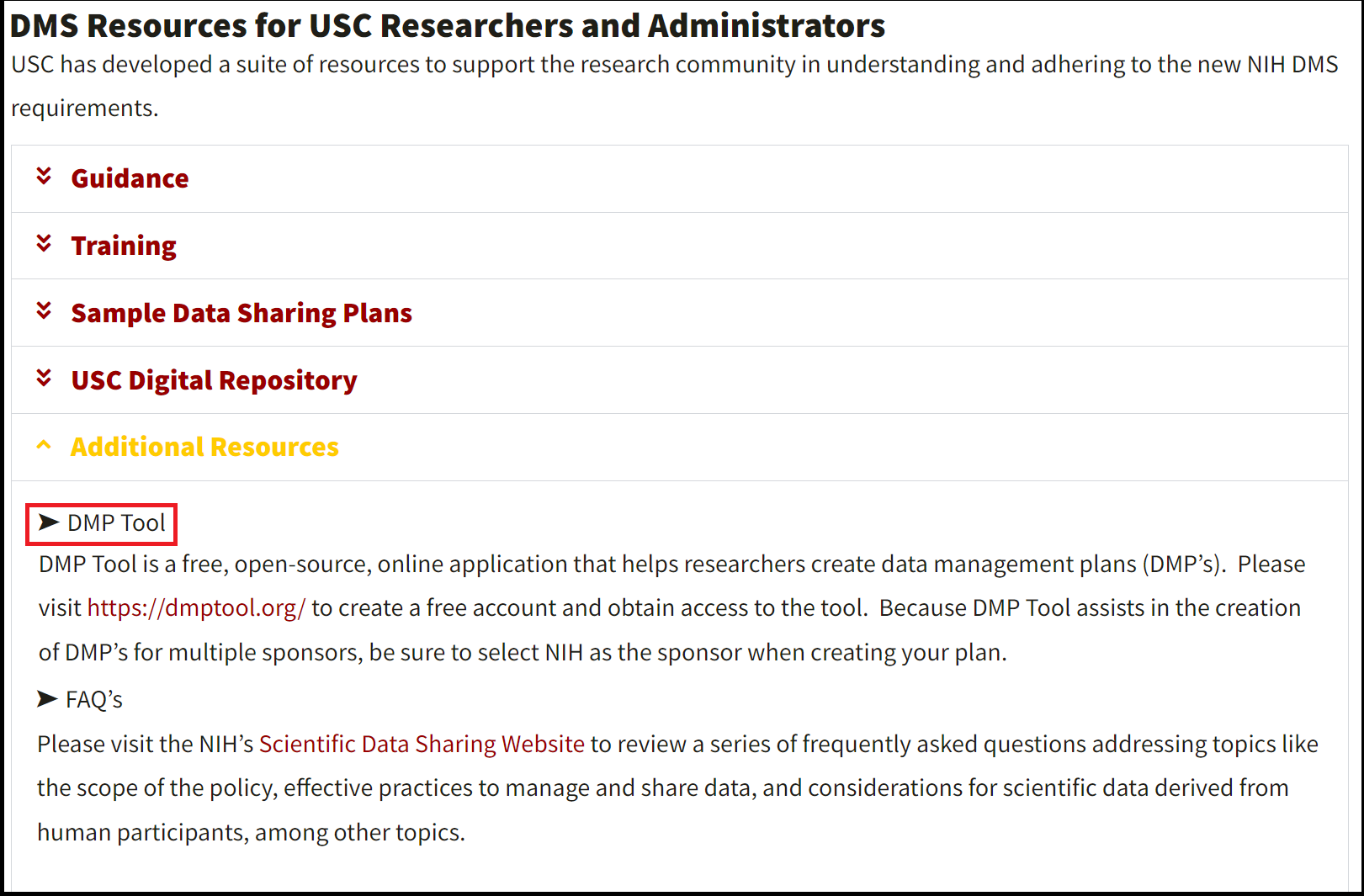 NIH Data Management and Sharing (DMS) Pilot Update – USC Department of ...